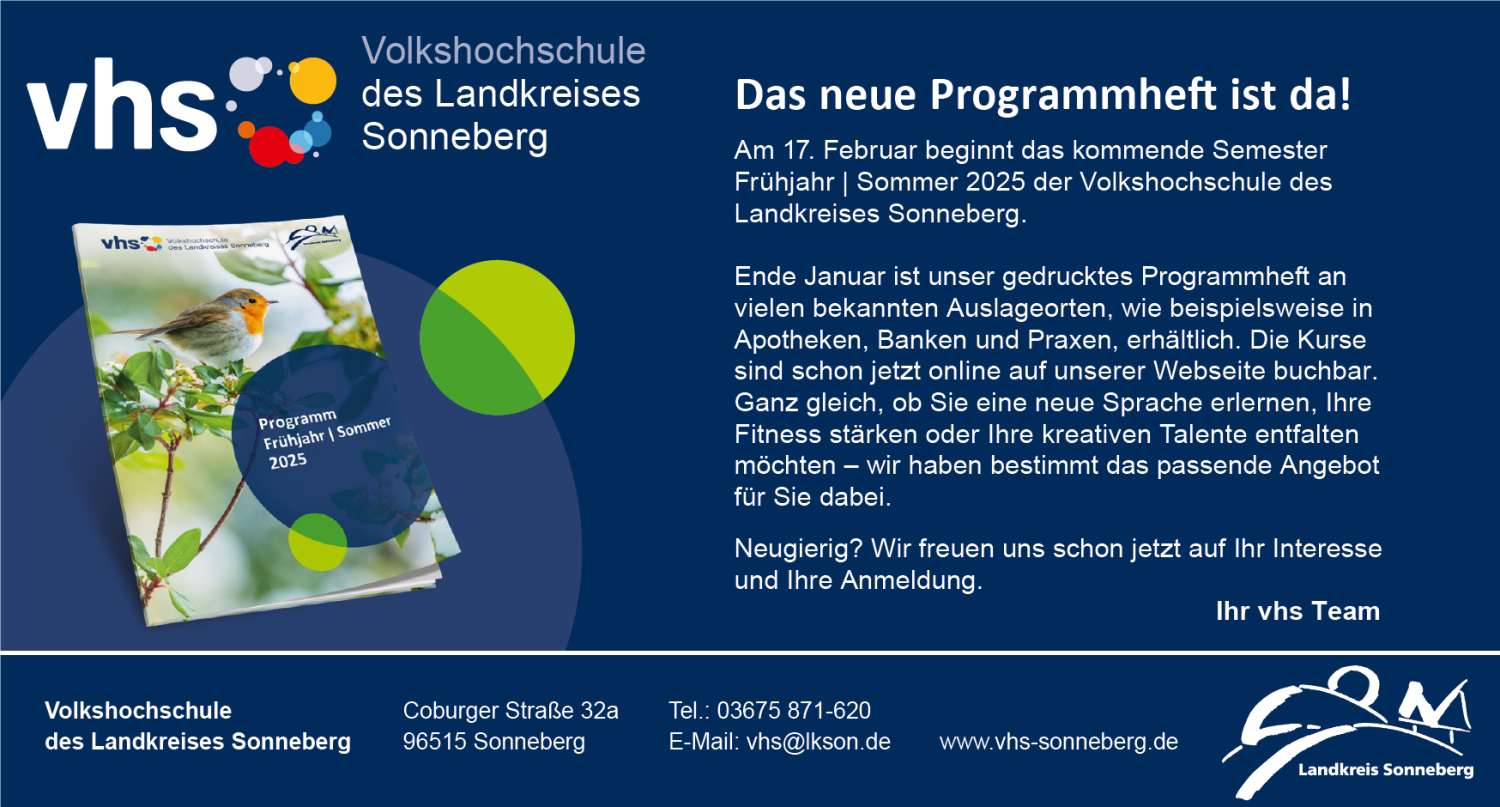 Das neue vhs-Programmheft ist da | Landkreis Sonneberg